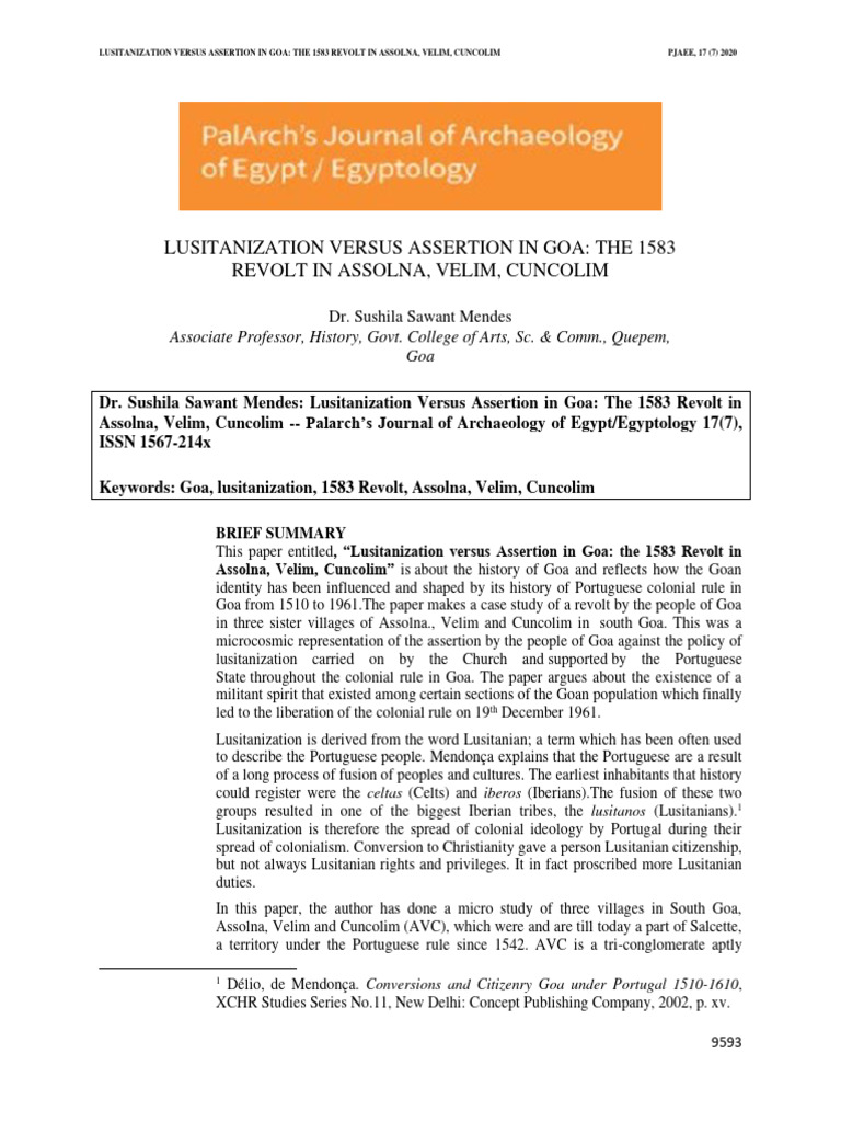 Cuncolim Revolt | PDF | Social Science