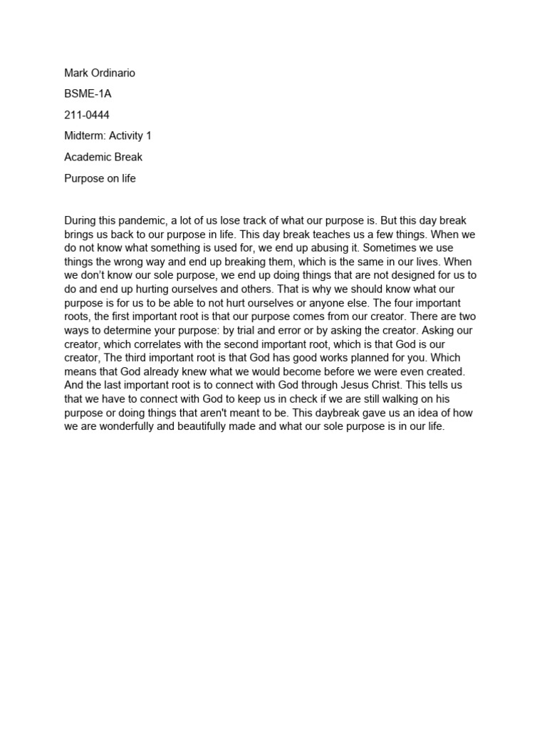 Ge6 - Midterm - Act1 - Ordinario, Mark C. - Bsme1a | PDF | Self-Improvement | Lifestyle