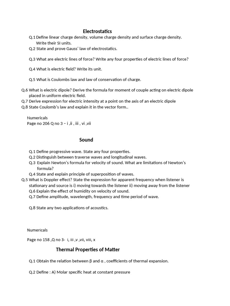Physics Question Bank for Class 12 | PDF
