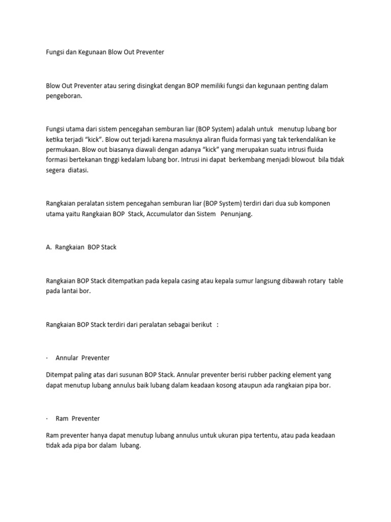 Panduan Blow Out Preventer (BOP) | PDF | Griya & Taman | Teknologi & Rekayasa