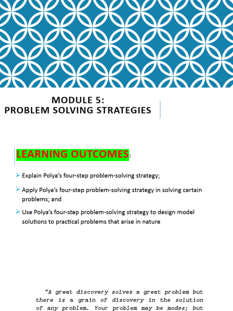 Module 5.polyas Problem Solving Strategies 1 | PDF