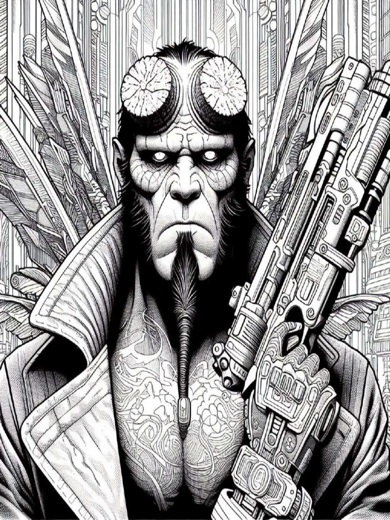 Hellboy Bladerunner Colouring Sheet v2 | PDF