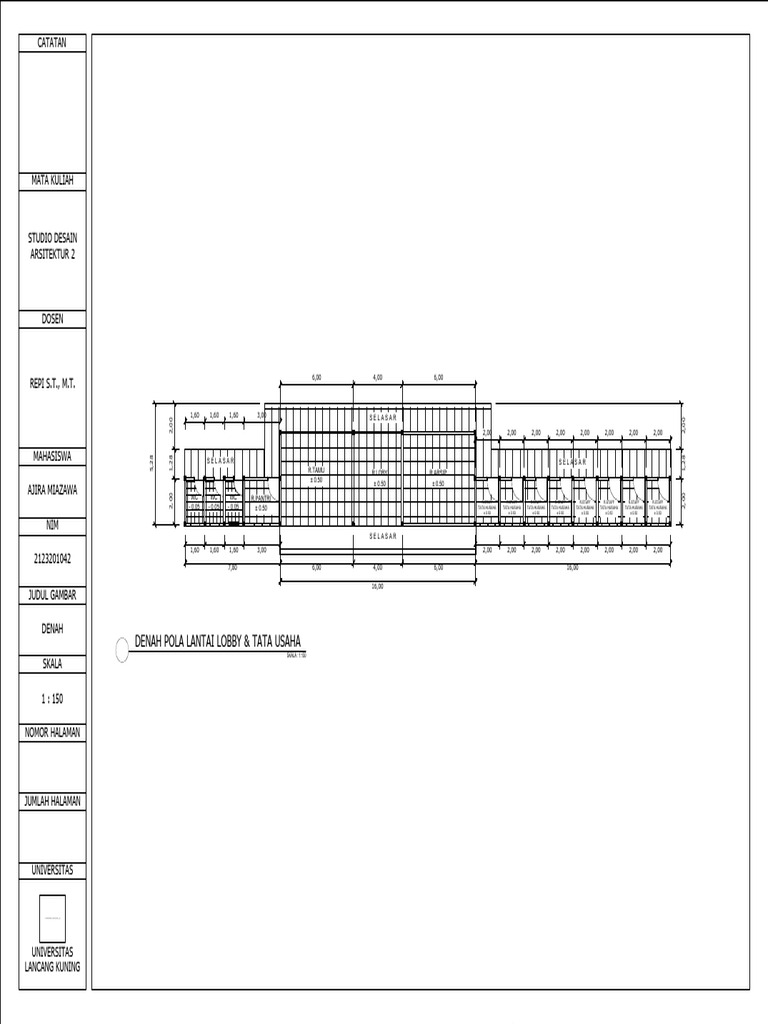 Denah Pola Lantai Lobby & Tata Usaha | PDF