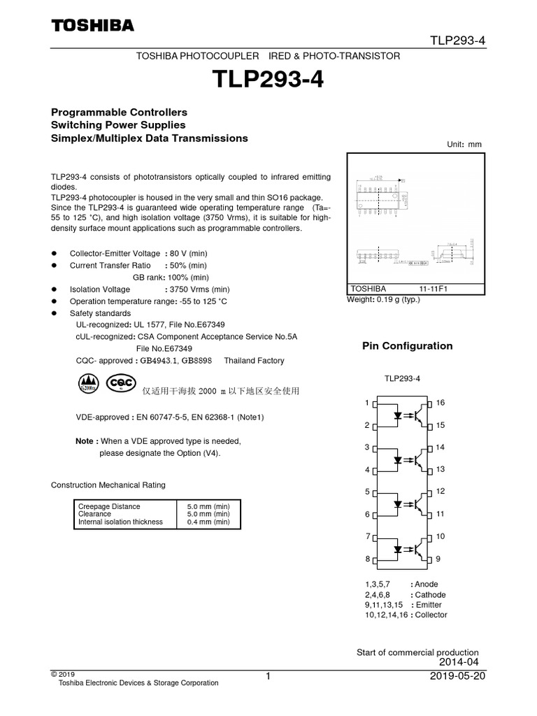 TLP293 4 Datasheet en 20190520-1916320 | PDF | Reliability Engineering ...