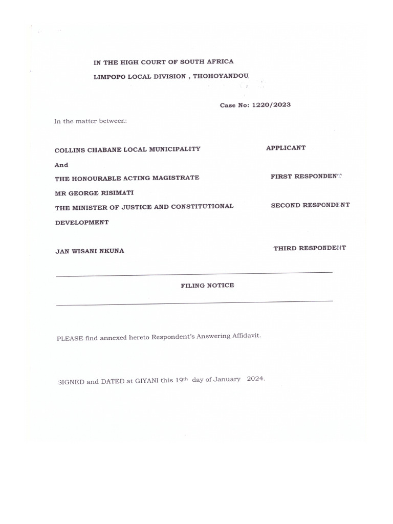 Collins Chabane Vs Jan | PDF