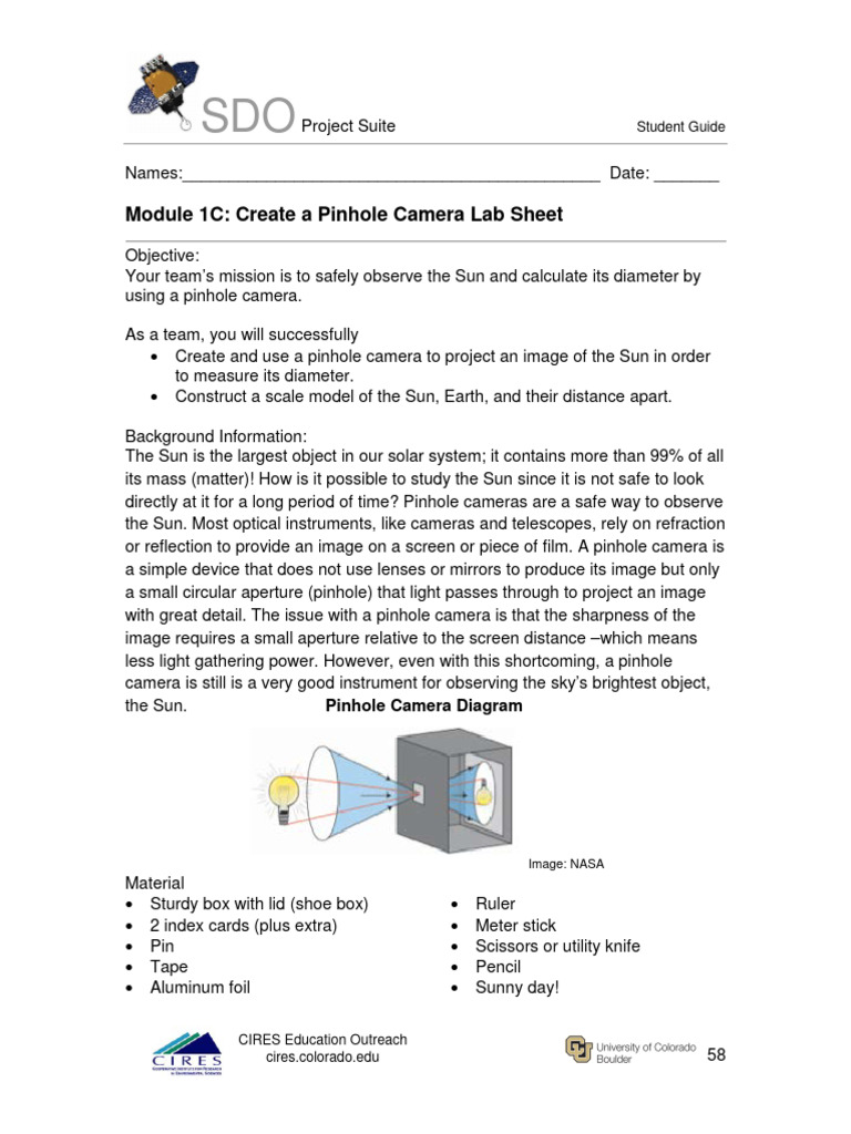 Pinhole Camera Activity Guide | PDF | Camera | Aperture