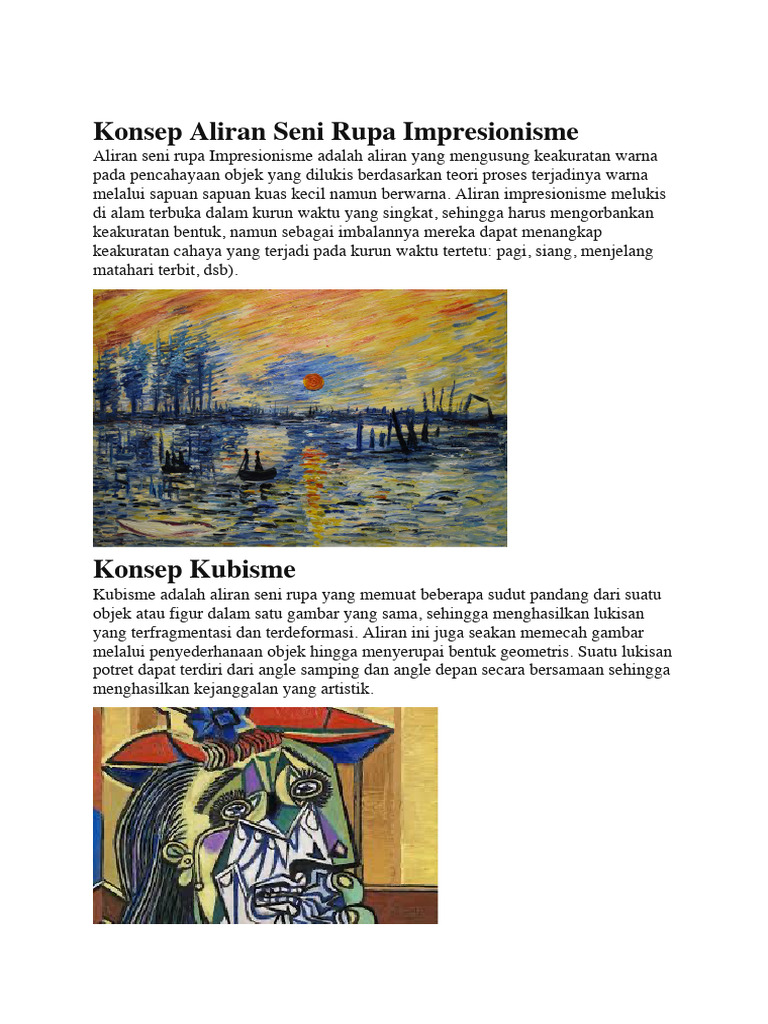 Aliran Seni Rupa: Impresionisme hingga Art Nouveau | PDF | Seni | Fiksi ...