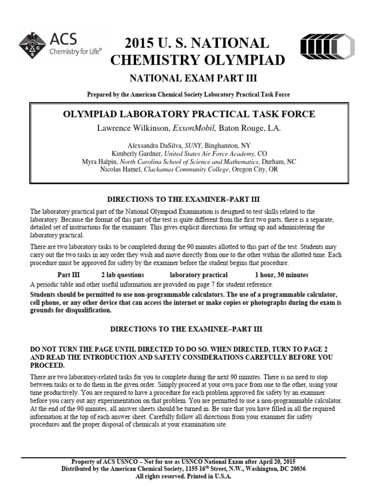 2015 Usnco Exam Part III | PDF 2015 Usnco Exam Part III | PDF