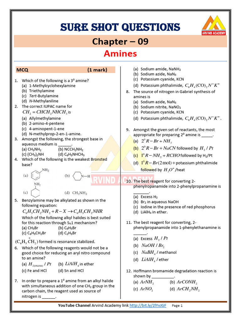 Question Chap 9 Amines | PDF | Amine | Ether