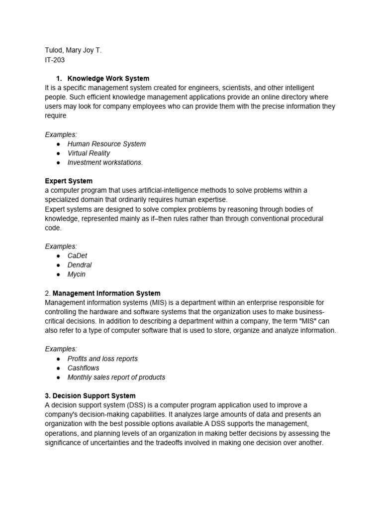 Activity 1 - Sysarch | PDF | Decision Support System | Information