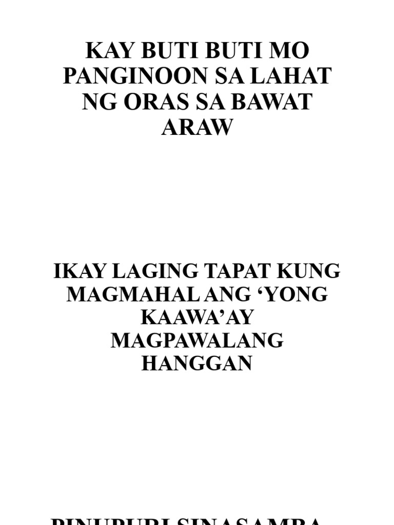 Kay Buti Buti Mo Panginoon Sa Lahat NG | PDF