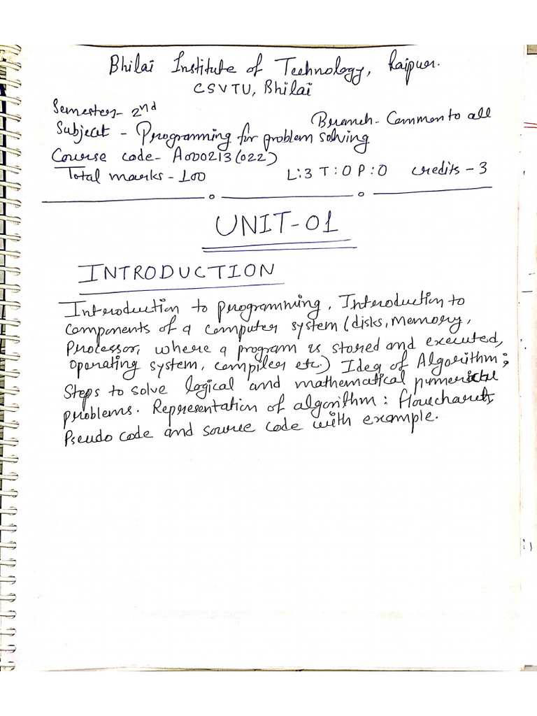 Pps Notes Unit1 | PDF
