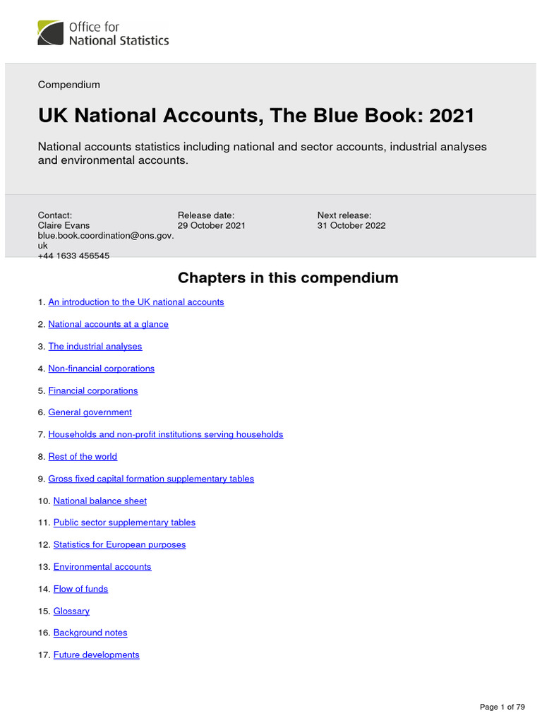 UK National Accounts, The Blue Book 2021 | PDF | Gross Domestic Product ...