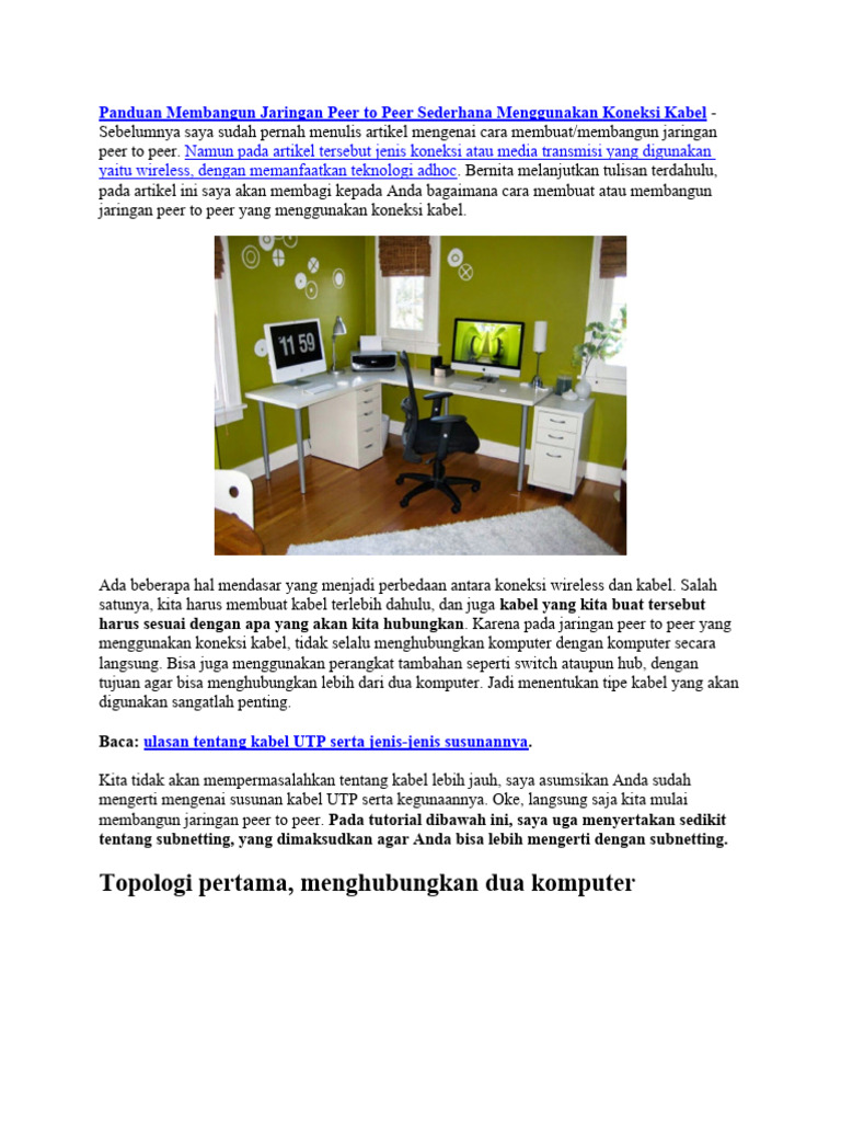 Panduan Membangun Jaringan Peer To Peer Sederhana Menggunakan Koneksi ...