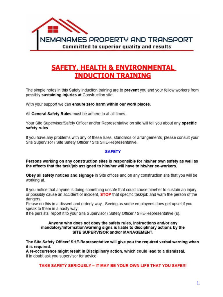 Induction Training | PDF | Home & Garden | Science & Mathematics