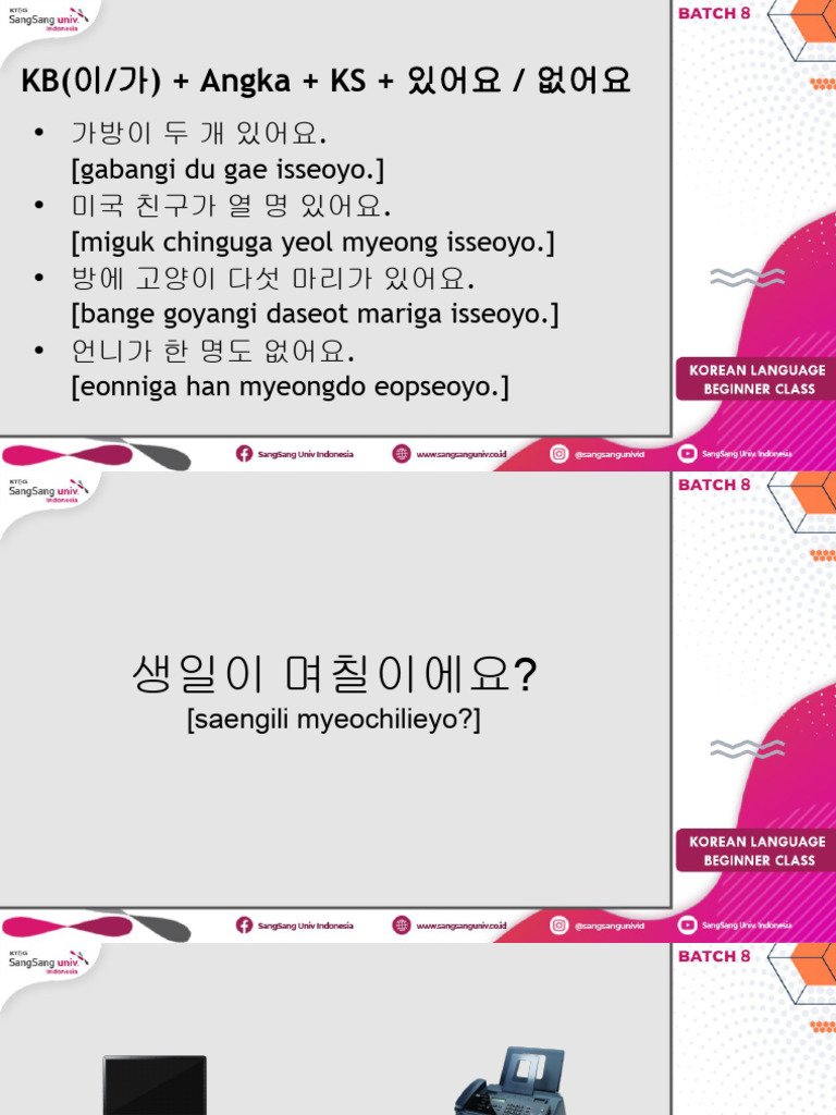 Materi Batch 8 Week 3 - Korean Language Beginner | PDF