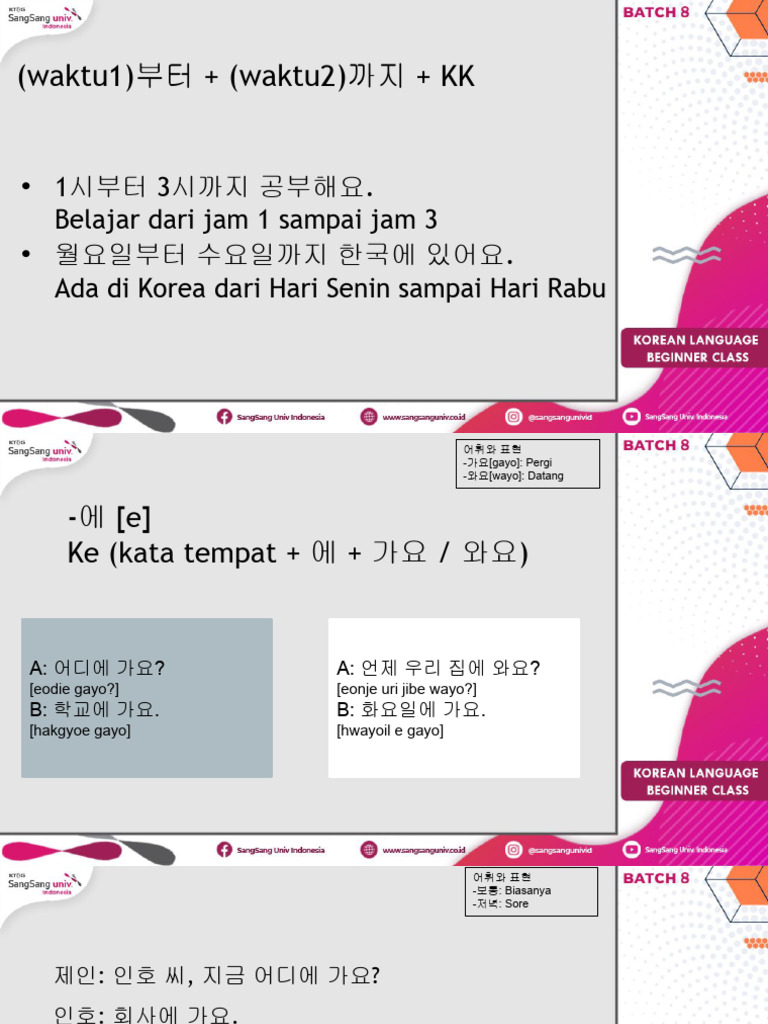 Materi Batch 8 Week 4 - Korean Language Beginner | PDF