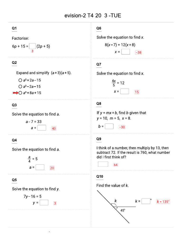 Revision Answers 2 | PDF