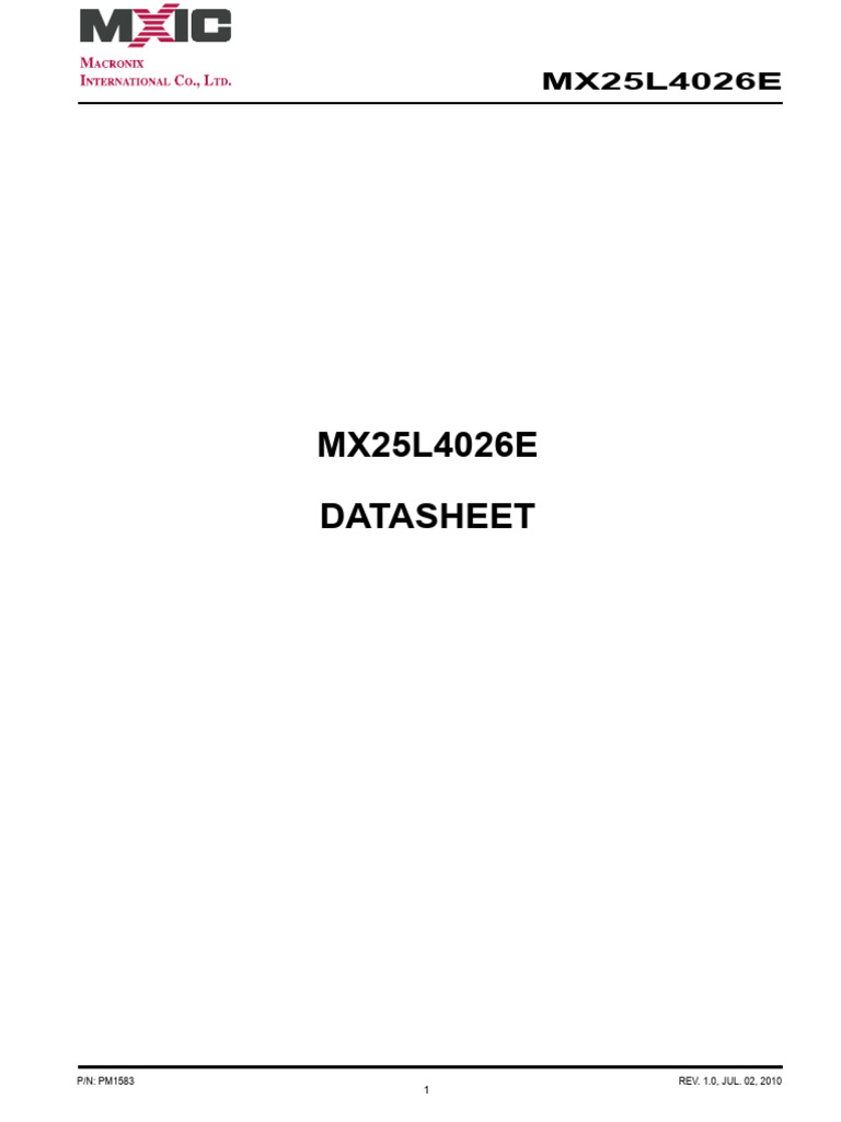MX25L4026E MacronixInternational | PDF | Input/Output | Flash Memory MX25L4026E MacronixInternational | PDF | Input/Output | Flash Memory