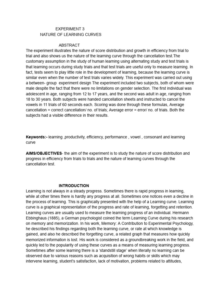 Nature of Learning Curve | PDF | Classical Conditioning | Reinforcement