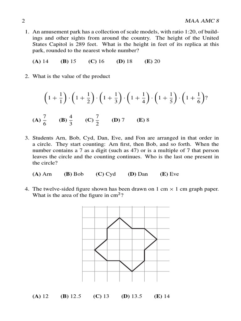Amc 8 2018 | PDF | Area | Geometric Shapes