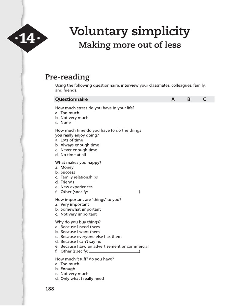 Week # 14 Voluntary Simplicity | PDF