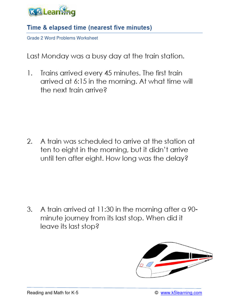 Grade 2 Elapsed Time Word Problems A | PDF