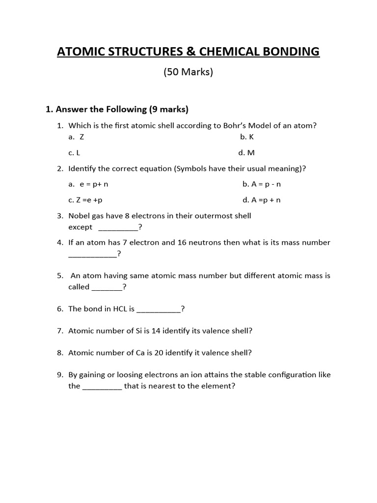 Atomic Structures | PDF | Science & Mathematics