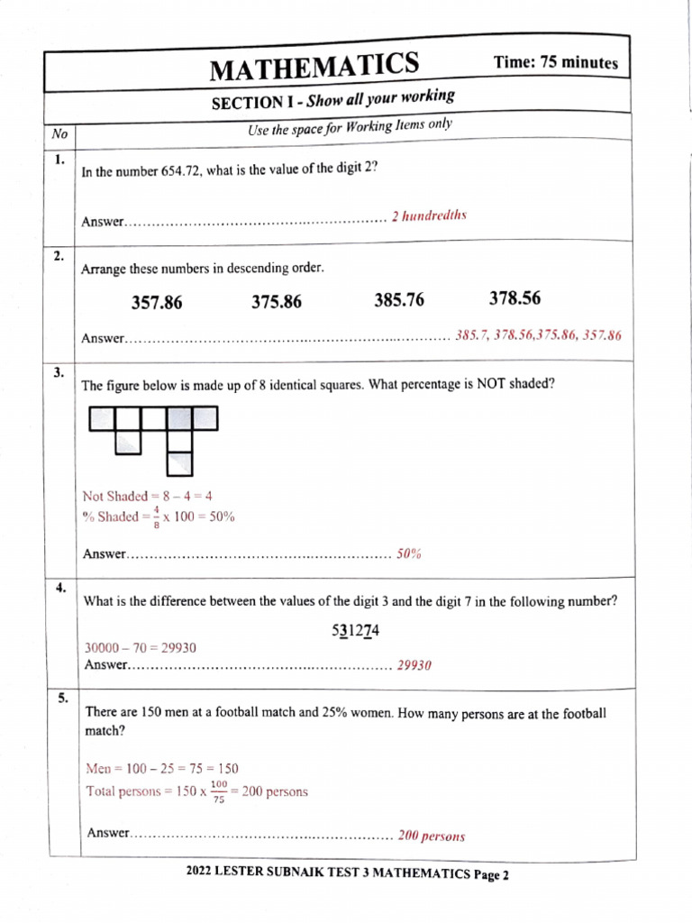 Subnaik 2022 Booklet 3 Maths | PDF