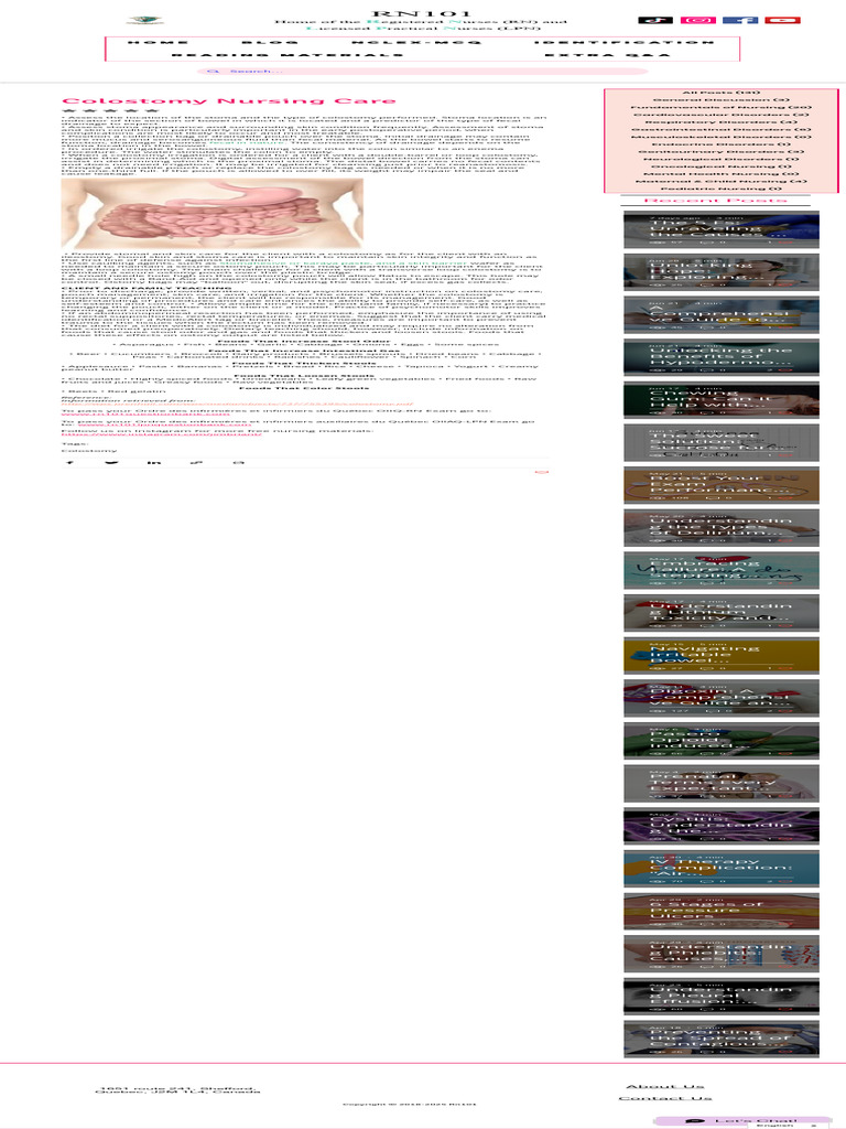 Colostomy Nursing Care | PDF | Vegetables | Clinical Medicine