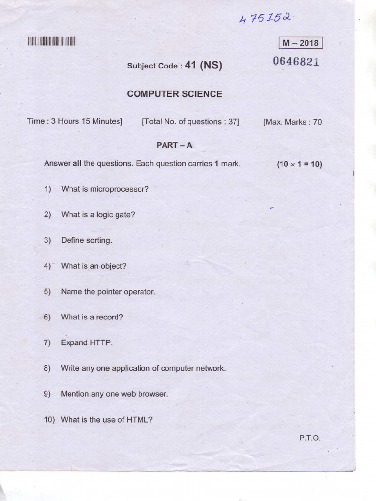 Computer Science 2nd Puc | PDF