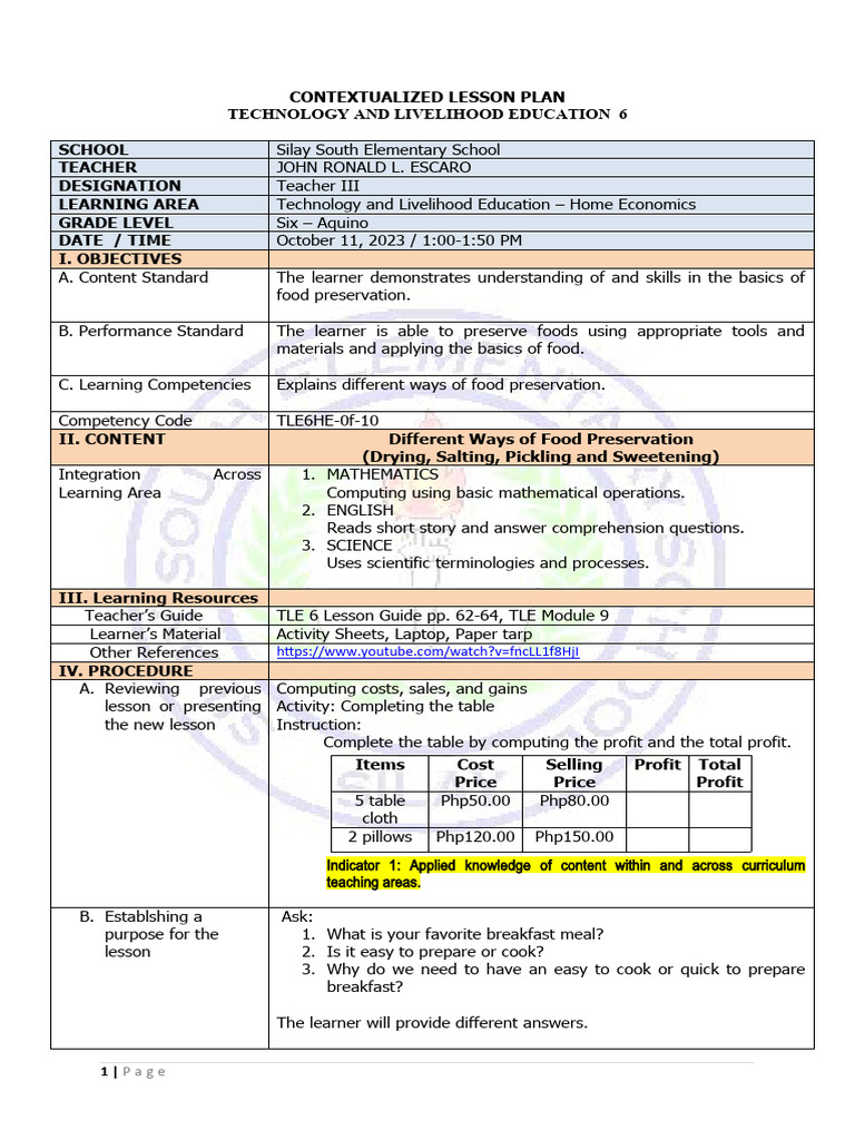 H.E Food Preservation | PDF | Food Preservation | Canning