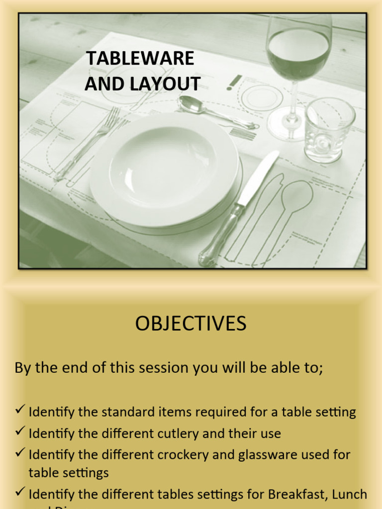Tableware And Setting Pdf Tableware Food And Drink Preparation