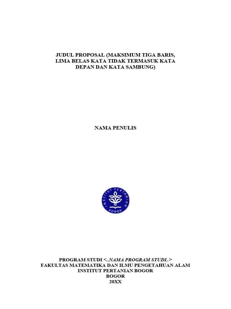 Template Cover Proposal Penelitian Doktor FMIPA IPB | PDF