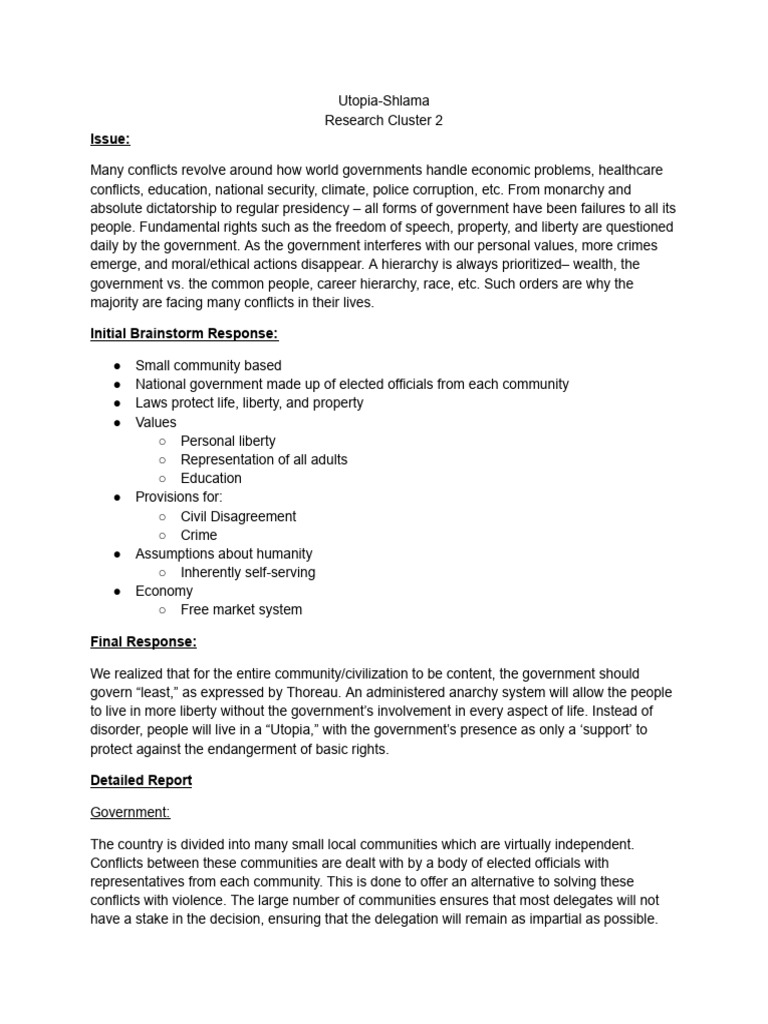Research Cluster 2 Utopia | PDF | Henry David Thoreau | Civil Disobedience (Thoreau)