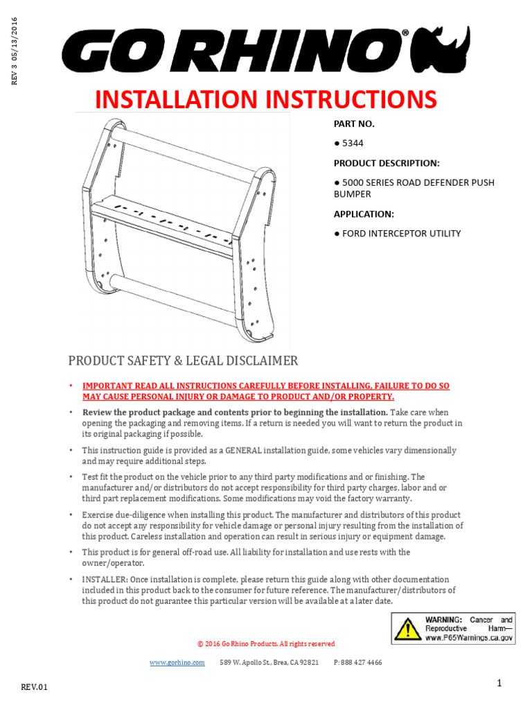 Installation Instructions: Product Safety & Legal Disclaimer | PDF ...