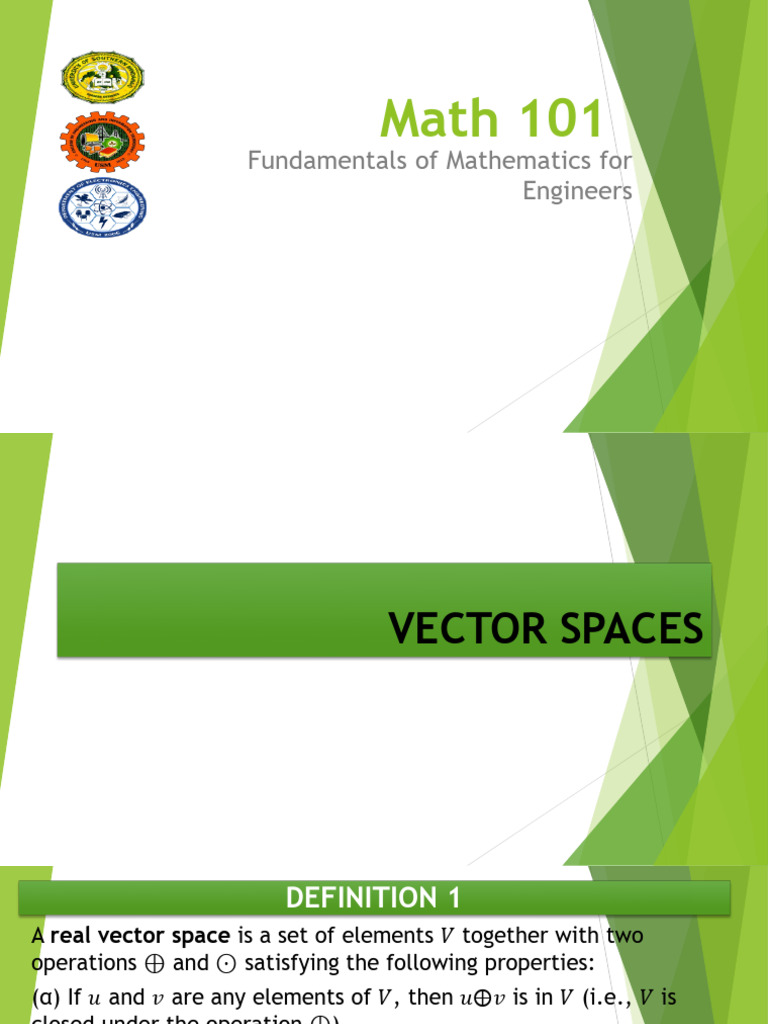 MATH101 7 Vector Spaces | PDF | Linear Subspace | Vector Space
