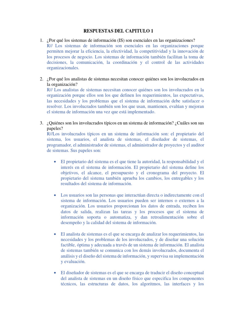 Respuestas Del Capitulo 1 | PDF | Sistema de informacion | Software