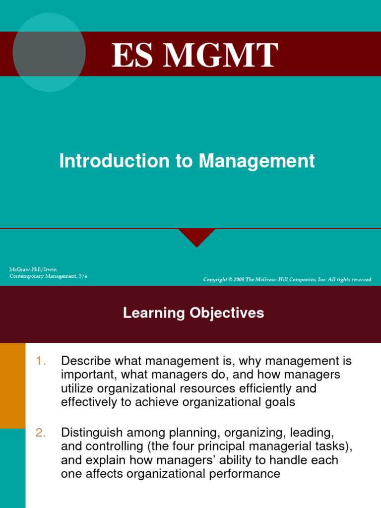 ES MGMT Mod 1 Introduction | PDF | Goal | Business Economics