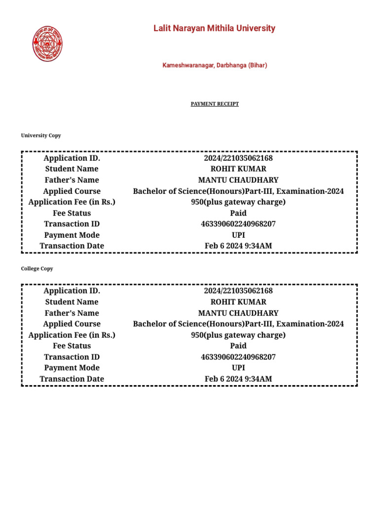 College Fee Receipt Part3 | PDF