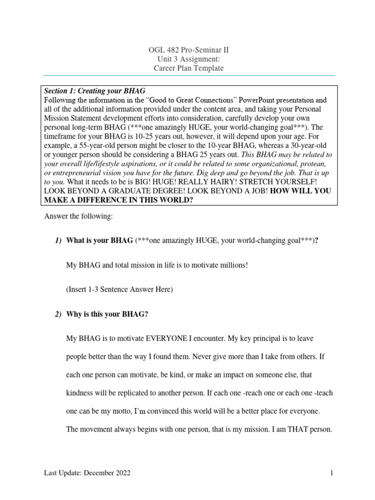 Unit 3 Module Career Plan Template 2 17 24 | PDF | Goal | Motivation