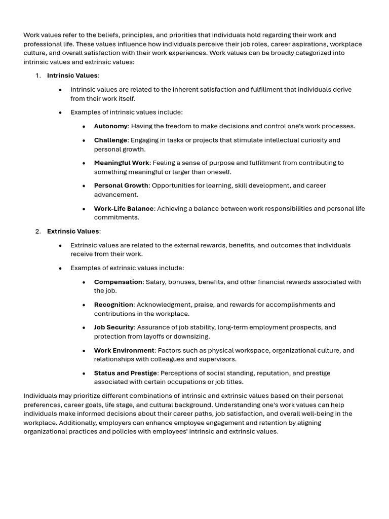 Workplace Values | Download Free PDF | Virtue Ethics | Motivational