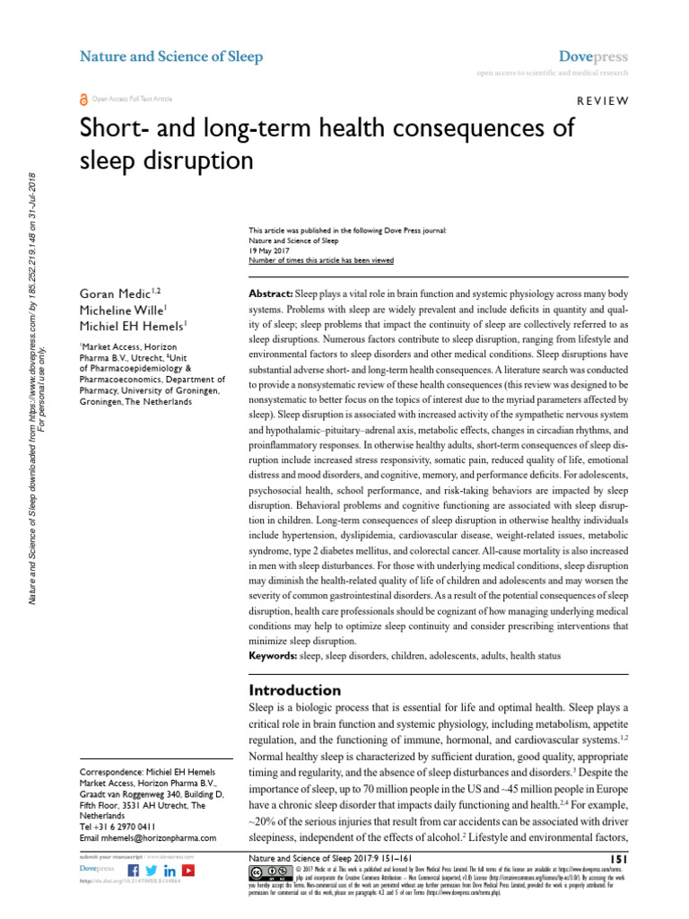 Short - and Long-Term Health Consequences of Sleep Disruption | PDF