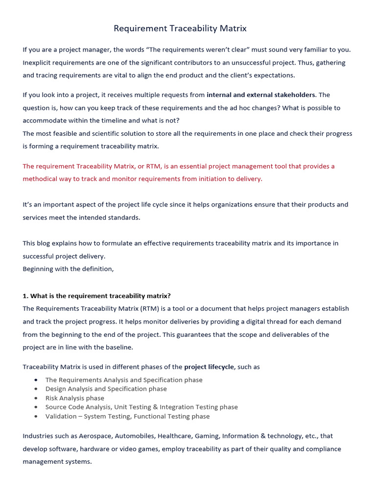 Requirement Traceability Matrix | PDF | Project Management | Scrum (Software Development)