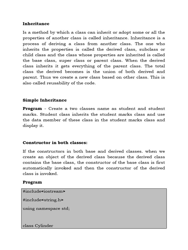 Inheritance Pdf Inheritance Object Oriented Programming Class
