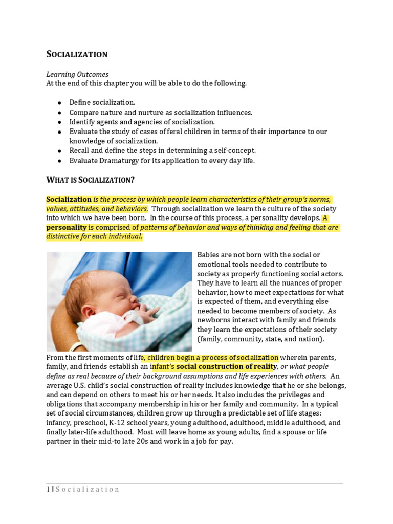 Socialization (Notes) | PDF | Wellness