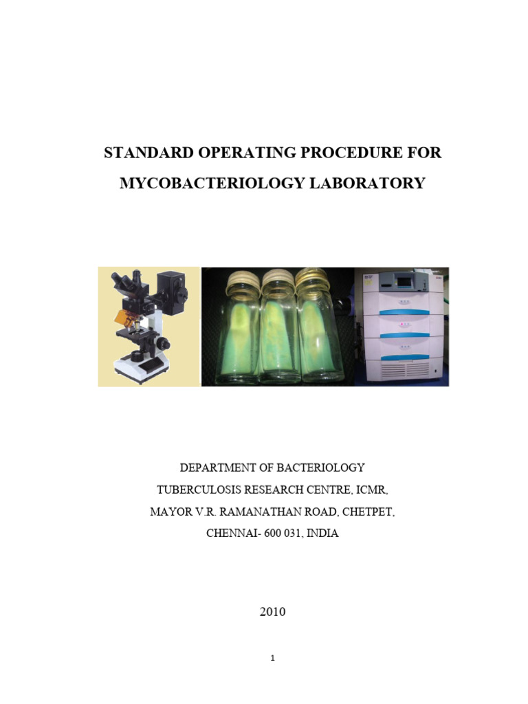 Standard Operating Procedure For Mycobacteriology Laboratory | PDF