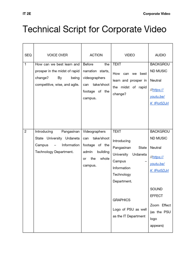 Corporate Video Technical Script | PDF | Analytics | Data