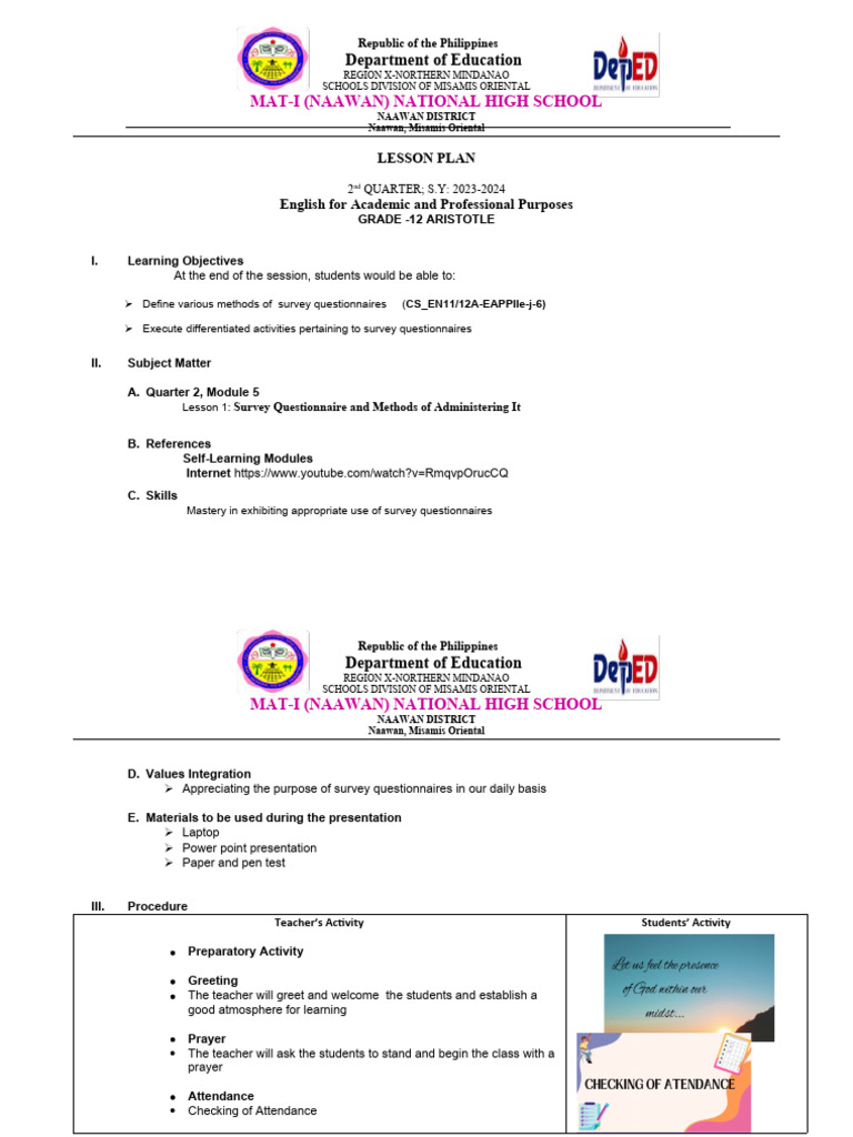 Lesson Plan Cot 2 Eapp | PDF