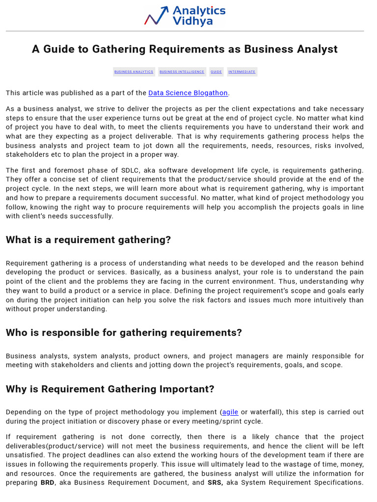Requirement Gathering | PDF